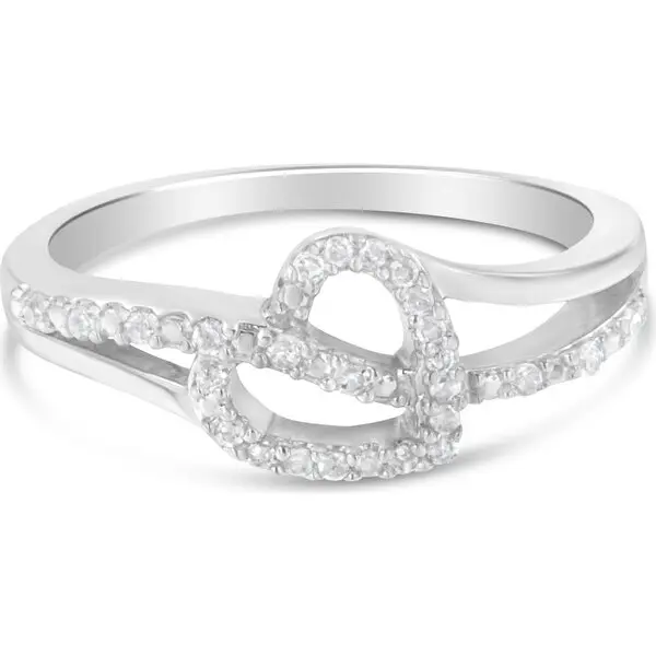 HAUS OF BRILLIANCE 1/8 Ctw Diamond Open Heart Sterling Ring - Silver