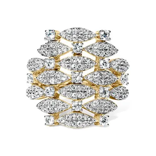 HAUS OF BRILLIANCE 14k Gold 1.0 Cttw Diamond Geometric Stacked Open Cocktail Ring - Yellow Gold