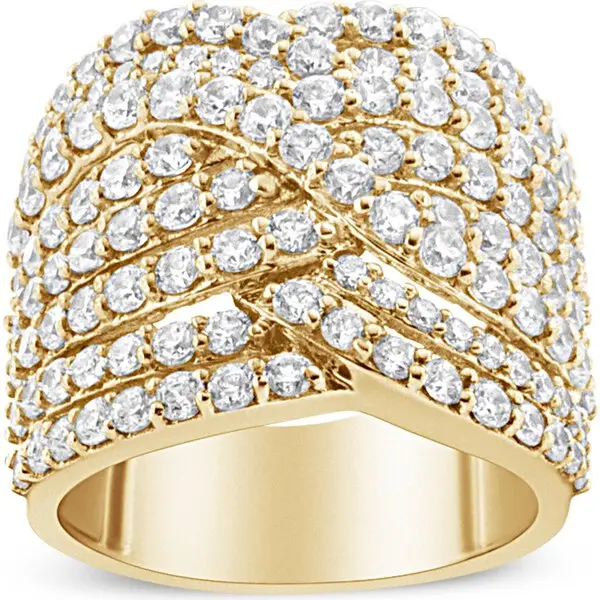 HAUS OF BRILLIANCE 10k Gold 3.0 Cttw Diamond Bypass Crossover Statement Band Ring - Yellow Gold