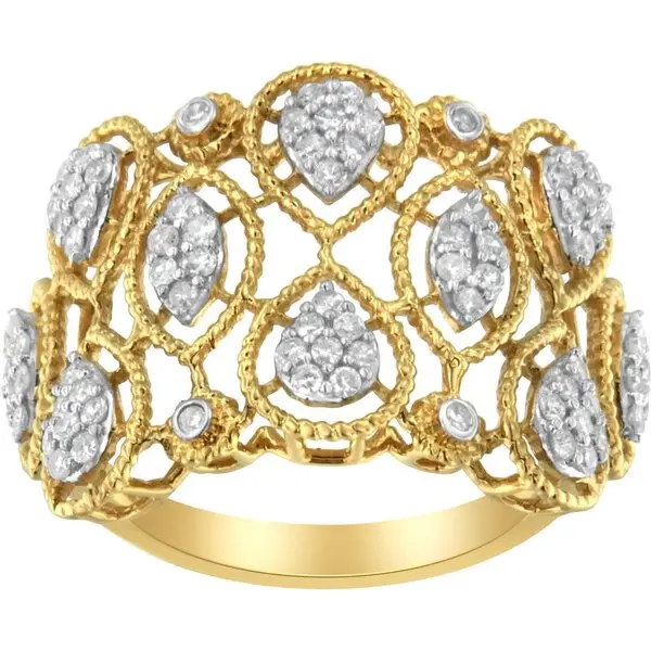HAUS OF BRILLIANCE 14k Diamond Art Deco Ring - Yellow Gold