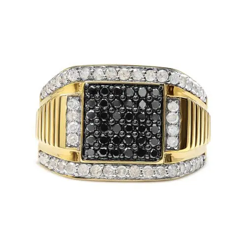 HAUS OF BRILLIANCE 14k Yellow Gold Plated .925 Sterling Silver 1 1/2 Cttw White And Black Diamond Ring - Yellow Gold Over Silver