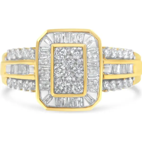 HAUS OF BRILLIANCE 10k 1.0cttw Round And Baguette Diamond Cocktail Ring - Yellow Gold