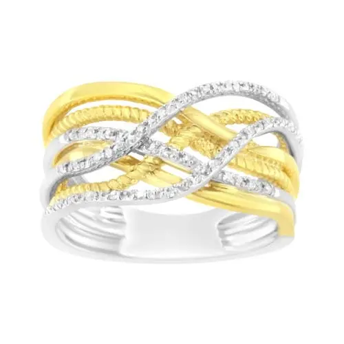 HAUS OF BRILLIANCE 10k Gold Over Silver 1/10 Cttw Diamond Ring - Yellow Gold Over Silver