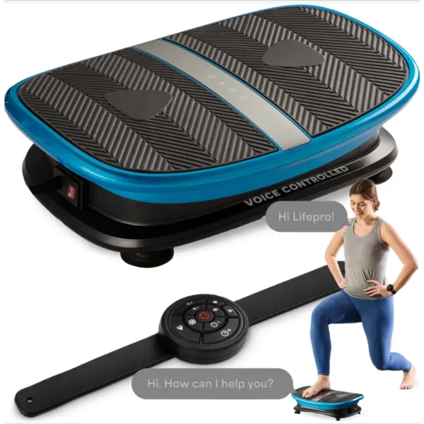 LIFEPRO Curved Voice-controlled Vibration Plate Exercise Machine With Heat Therapy For Recovery And Wellness - Black
