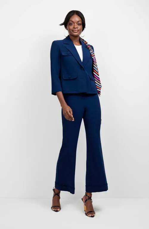 Trina Turk Bicocca Cropped Jacket With Notched Lapels - Ink
