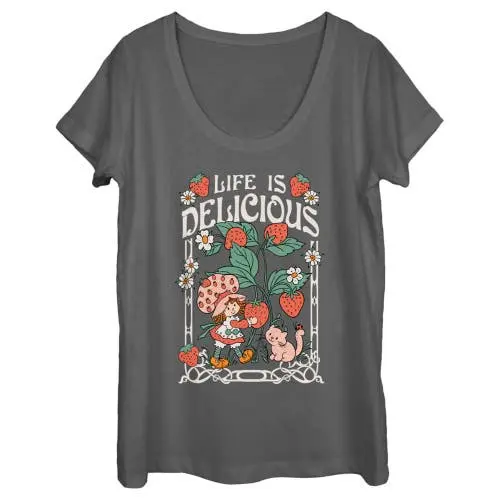 STRAWBERRY SHORTCAKE Life Is Delicious Scoop Neck - Charcoal