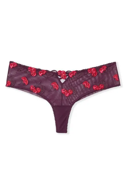 ETAM It's Cherry Prune Embroidered Thong