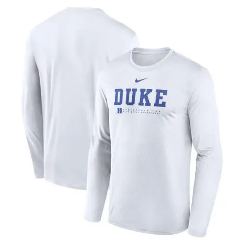 Nike Duke Blue Devils 2025 Courtside Basketball Shootaround Legend Dri-fit Long Sleeve T-shirt - White