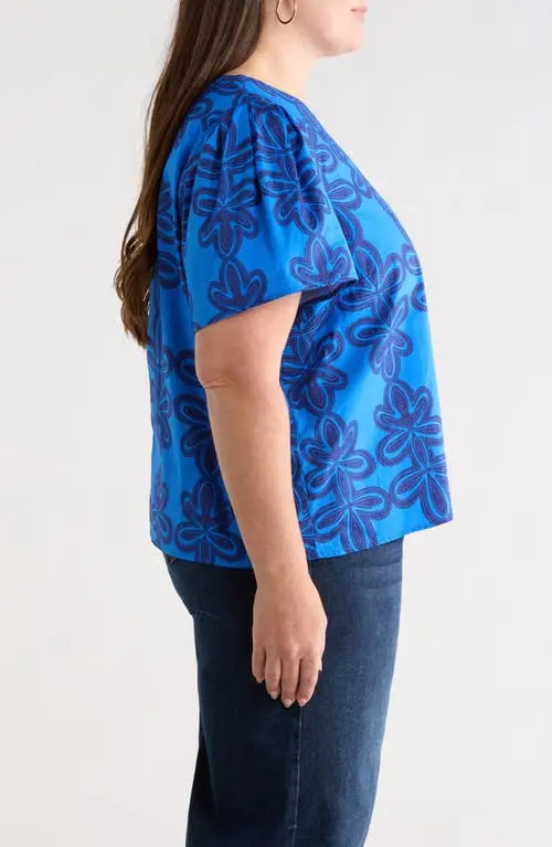 SUGARLIPS Abstract Print Cotton Top - Blue-navy-multi
