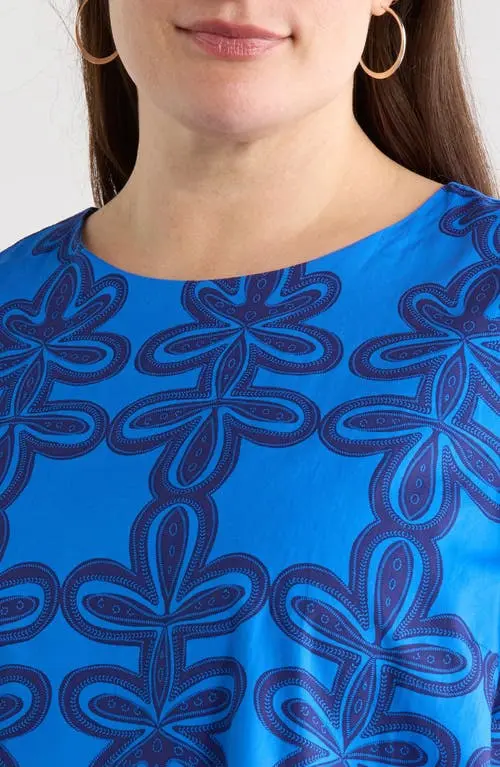 SUGARLIPS Abstract Print Cotton Top - Blue-navy-multi