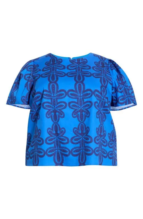 SUGARLIPS Abstract Print Cotton Top - Blue-navy-multi