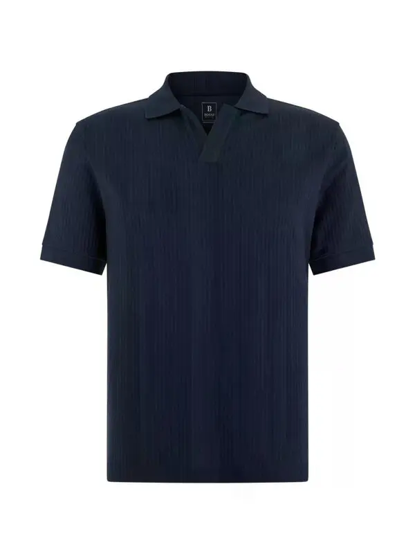 Boggi Milano Jacquard Open-collar Polo Shirt - Blue