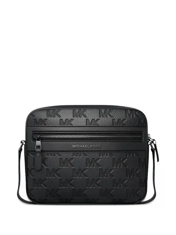 Michael Kors Jet Set Logo Embossed Shoulder Bag - Black