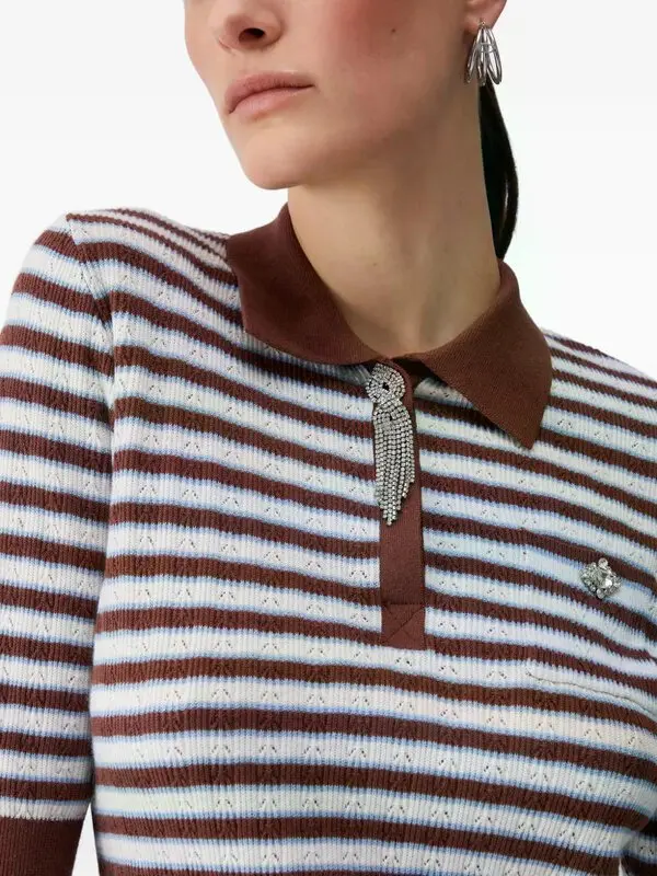 Liu Jo Striped Jewell-embellishment Polo - Brown