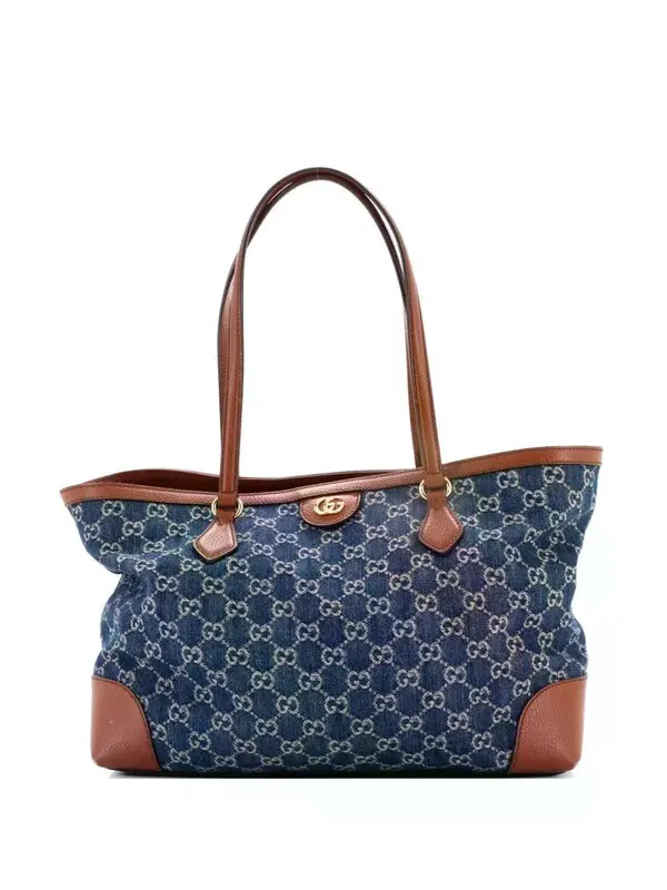 Gucci Ophidia Shopping Gg Denim Medium Tote Bag - Blue