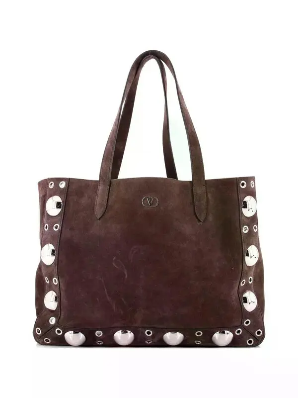 Valentino Garavani Nellcote Studded Suede Medium Tote Bag - Brown