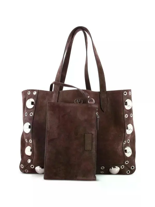 Valentino Garavani Nellcote Studded Suede Medium Tote Bag - Brown