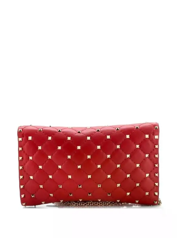 Valentino Garavani Rockstud Spike Wallet On Chain Quilted Leather Small Crossbody Bag - Red