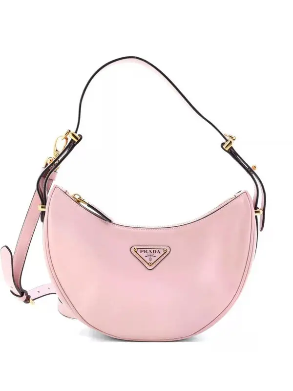 Prada Arque Half Moon Leather Small Hobo Bag - Pink