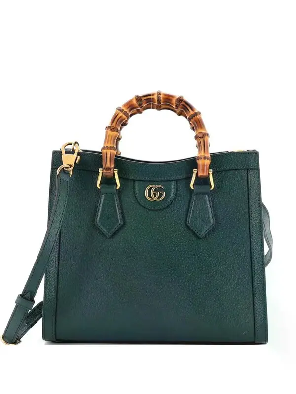 Gucci Diana Nm Bamboo Handle Leather Small Tote Bag - Green