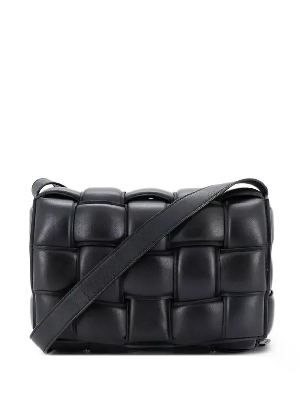 Bottega Veneta Cassette Padded Maxi Intrecciato Leather Small Crossbody Bag - Black