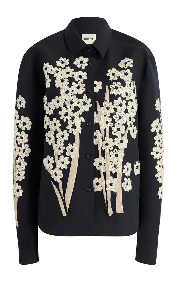 Khaite Argo Floral-embellished Shirt - Black