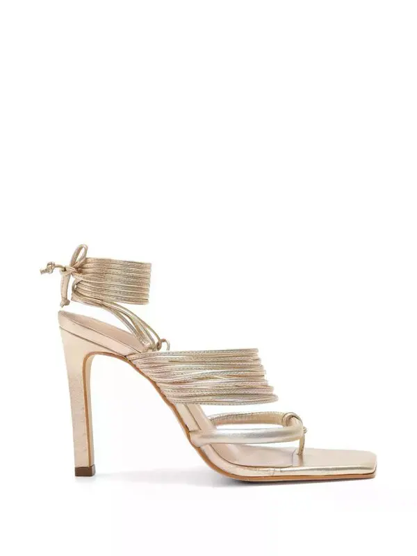 AMIR SLAMA Wraparound Tie Heeled Sandals - Gold