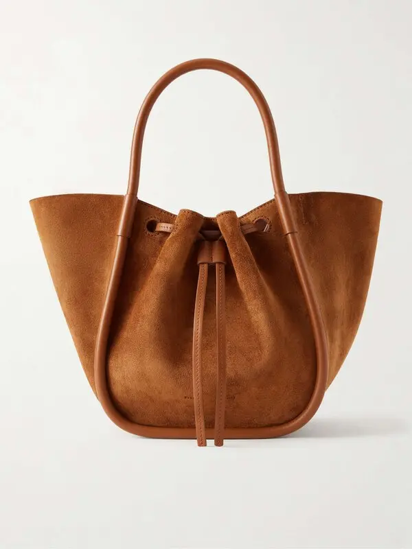 Proenza Schouler Small Leather-trimmed Ruched Suede Tote - Tan