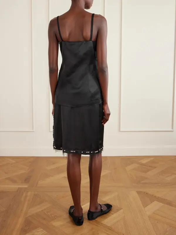 WALES BONNER Iris Studded Frayed Satin Camisole