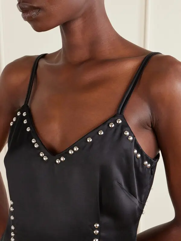 WALES BONNER Iris Studded Frayed Satin Camisole