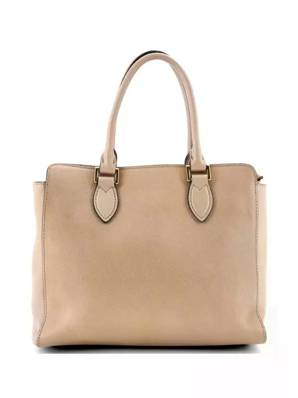 Prada Convertible Open Saffiano Leather Small Tote Bag - Neutrals
