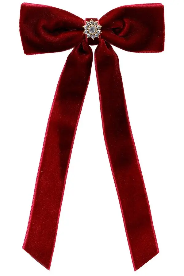 EMI JAY Iconic Velvet Bow Barrette - Cabernet
