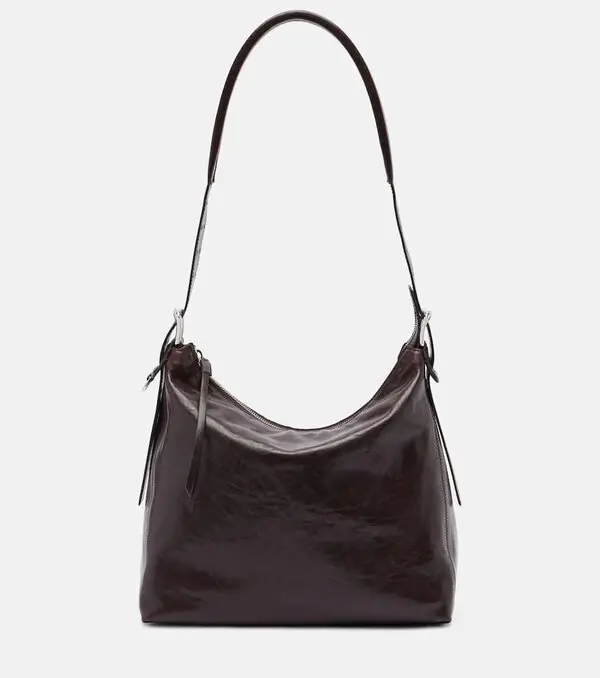 LEMAIRE Small Belted Leather Tote Bag - Burgundy