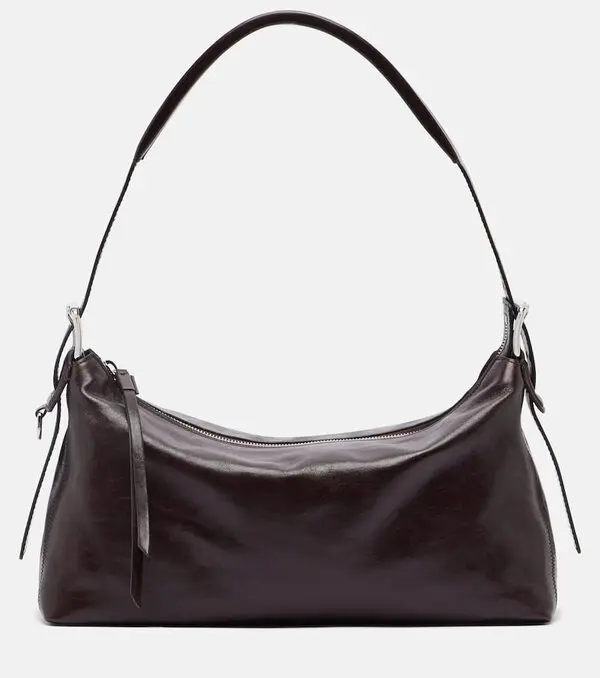 LEMAIRE Small Belted Leather Shoulder Bag - Burgundy