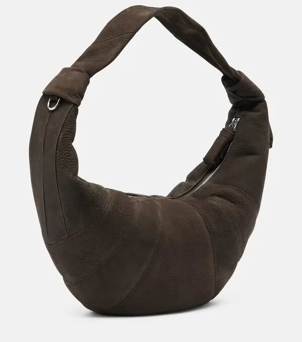 LEMAIRE Fortune Croissant Small Suede Shoulder Bag - Brown