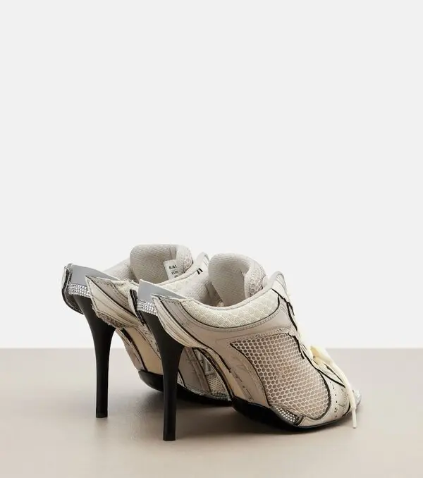 Balenciaga Distressed Leather-trimmed Mules