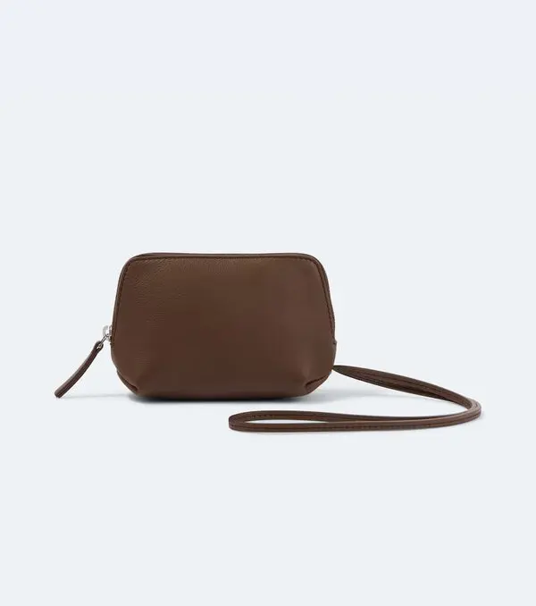 THE ROW Owen Leather Pouch - Brown