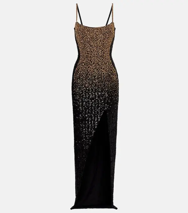 Balmain Gold Sequin Dress Dresses | Editorialist