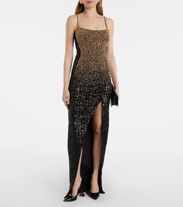 Balmain Gold Sequin Dress Dresses | Editorialist