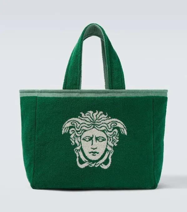 Versace Medusa Cotton-terry Jacquard Tote Bag - Green