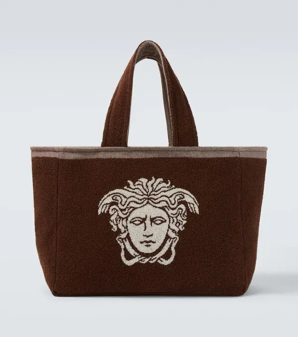 Versace Medusa Cotton-terry Jacquard Tote Bag - Brown