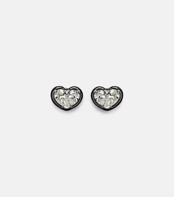 KAMYEN Heartbeats 18kt White Gold And Diamond Earrings - Silver