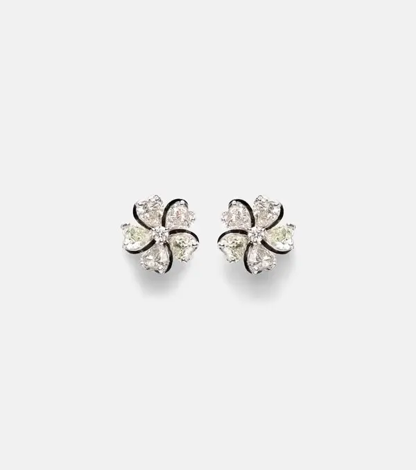 KAMYEN Love Petals 18kt White Gold Earrings With Diamonds - Silver