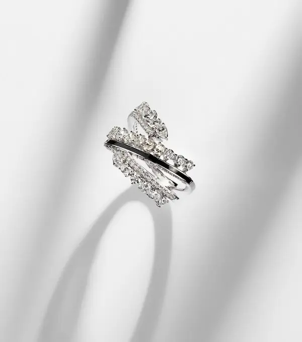 KAMYEN Twist 18k White Gold And Enamel Diamond Ring