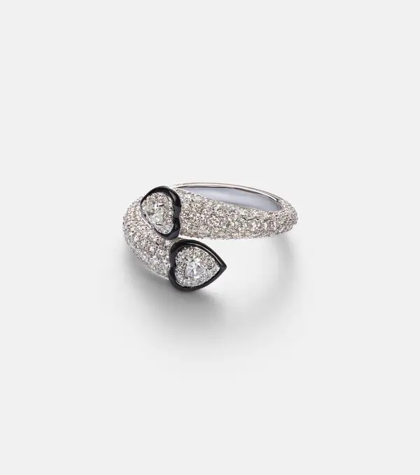 KAMYEN Double Crush 18kt White Gold Ring With Diamonds - Silver