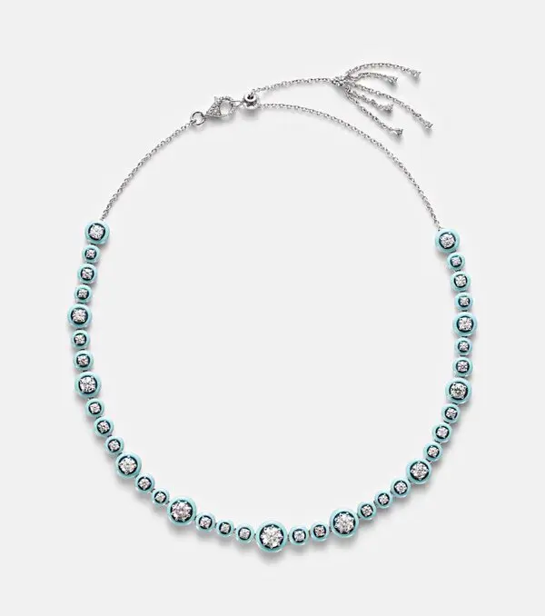 KAMYEN Polka Dots 18kt White Gold And Enamel Necklace With Diamonds - Silver