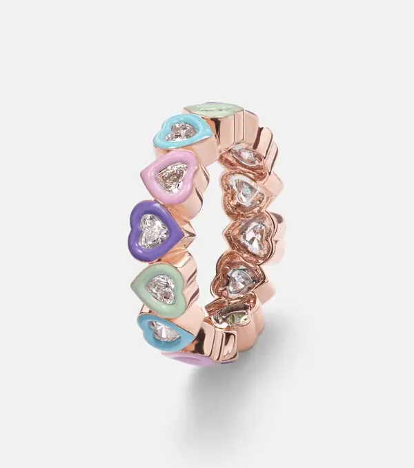 KAMYEN 18kt Rose Gold Ring With Diamonds And Enamel