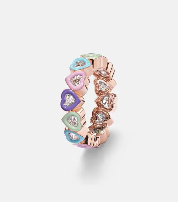 KAMYEN 18kt Rose Gold Ring With Diamonds And Enamel