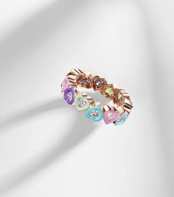 KAMYEN 18kt Rose Gold Ring With Diamonds And Enamel