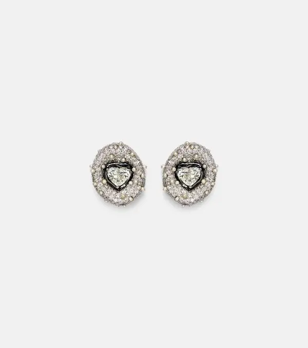 KAMYEN 18kt White Earrings With Diamonds And Enamel - Gold